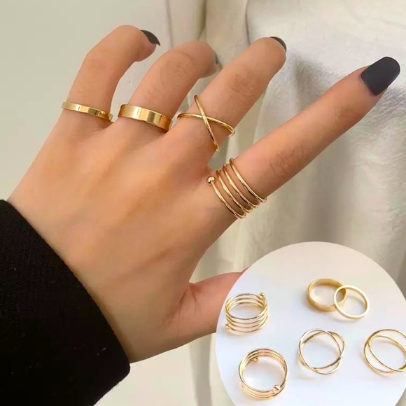 Jewelry | Cross Cross Spiral 6pc Ring Set | Poshmark